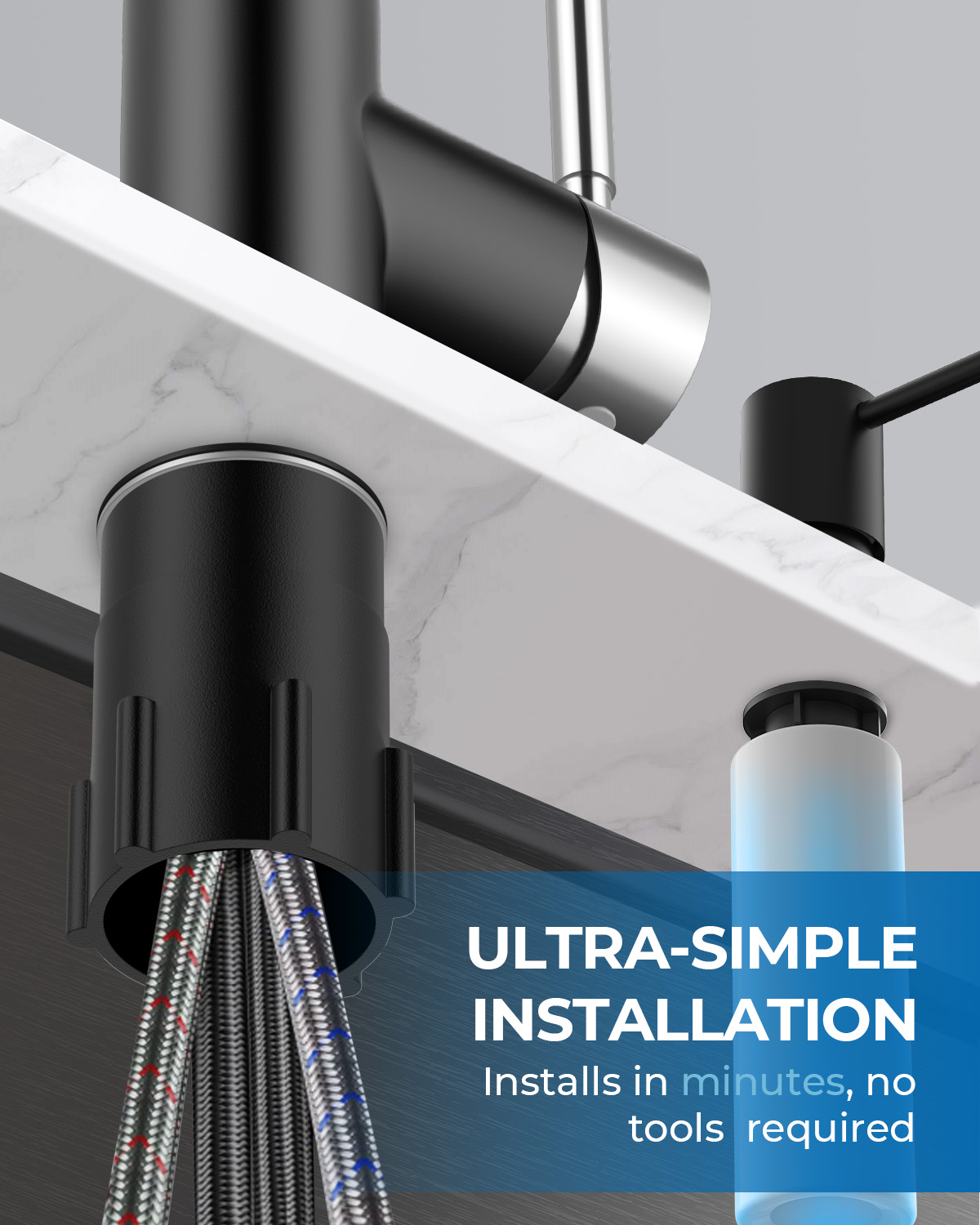 WEWE Kitchen Faucet with Soap Dispenser and Pull Down Sprayer, RV ...